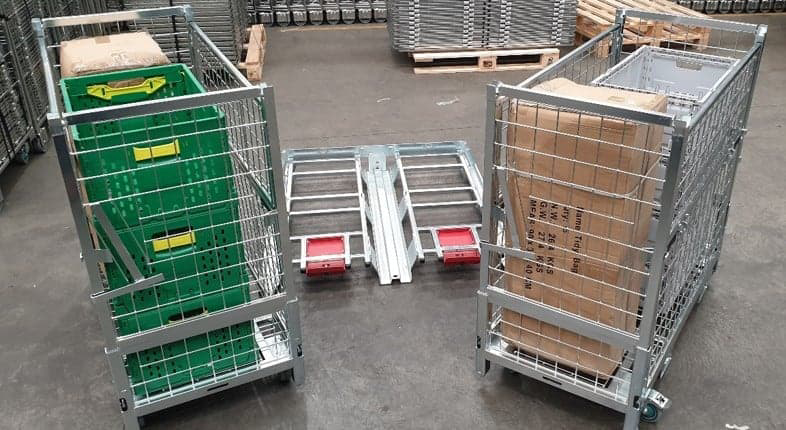 Half High Sided Pallet Cage Still with Castor Wheels | Waste Bins ...