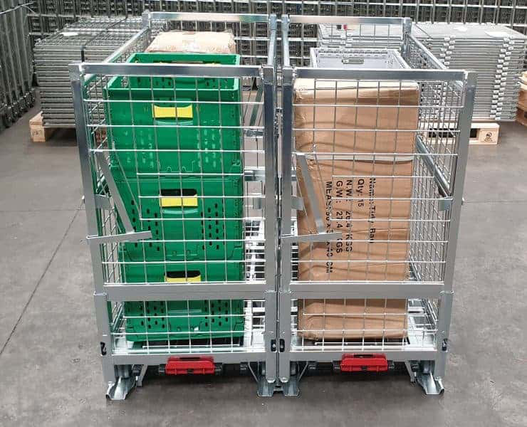 Half High Sided Pallet Cage Still with Castor Wheels | Waste Bins ...
