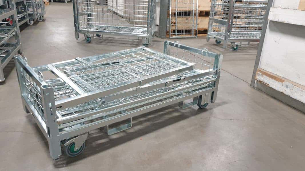 Half High Sided Pallet Cage Still with Castor Wheels | Waste Bins ...