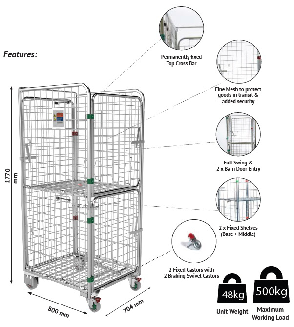 Four Sided Roll Cage Stock Trolley | Waste Bins | Forklift and Crane ...